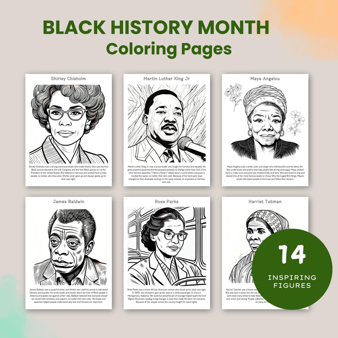 Black History Month Coloring Pages, 14 Educational Coloring Sheets ...