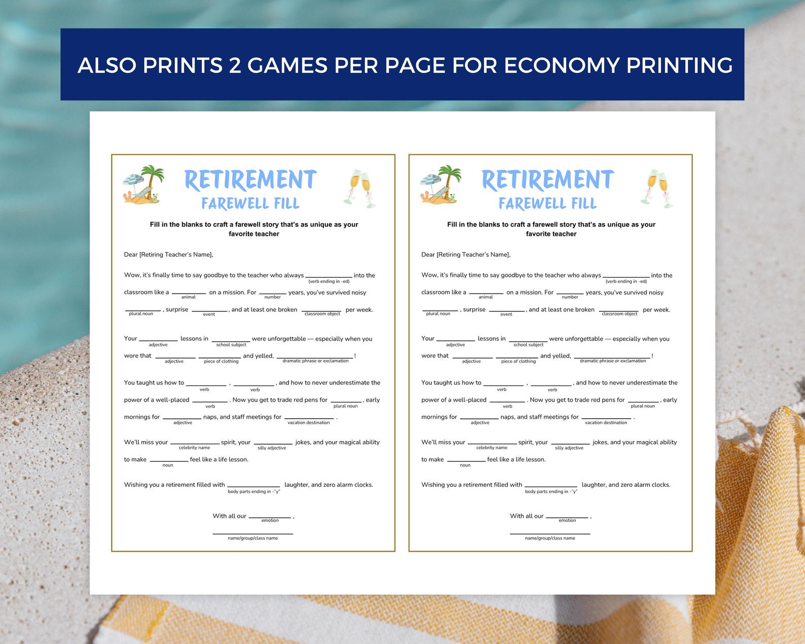 Teacher Retirement Party Game, Printable Retirement Teacher Farewell ...
