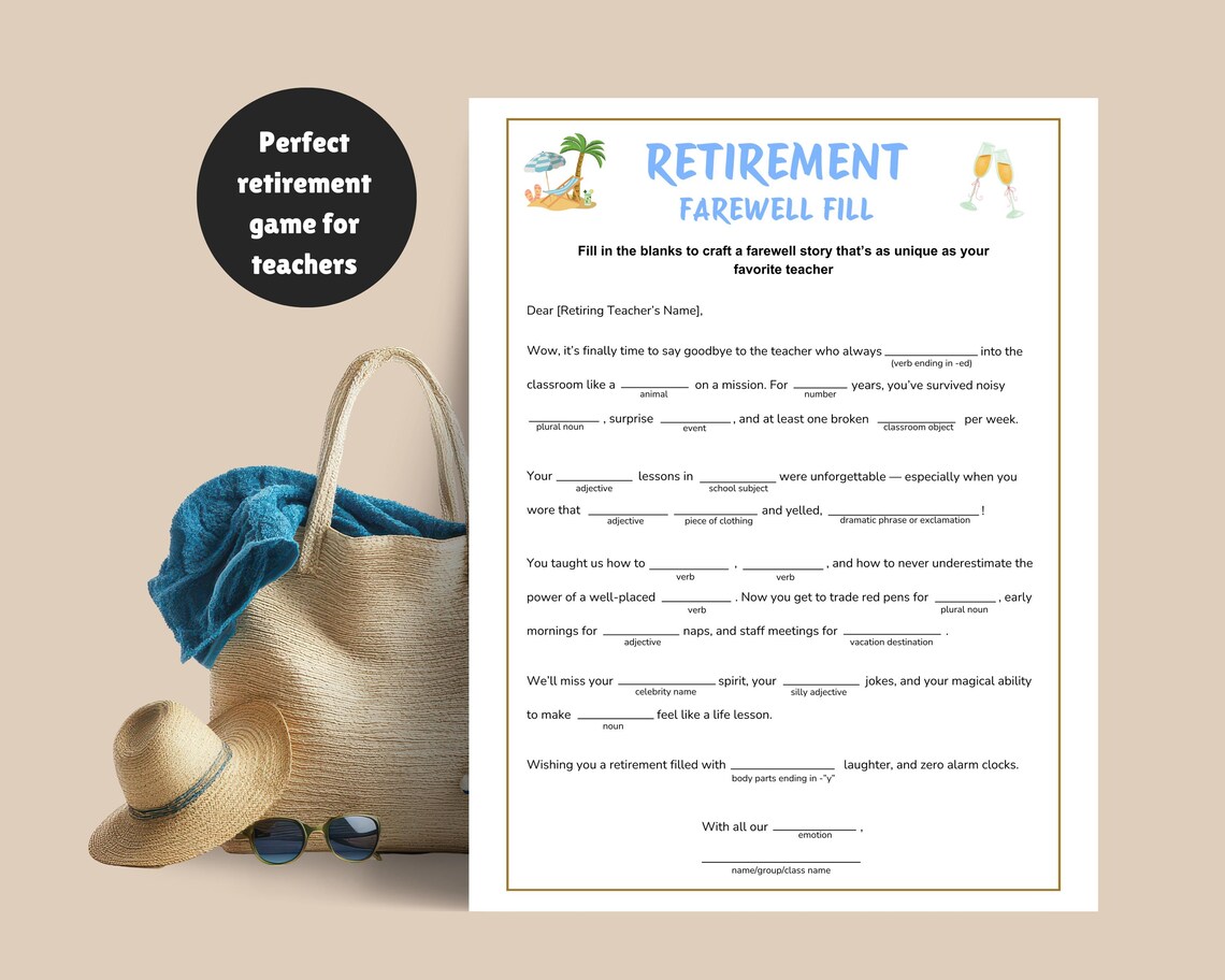 Teacher Retirement Party Game, Printable Retirement Teacher Farewell ...