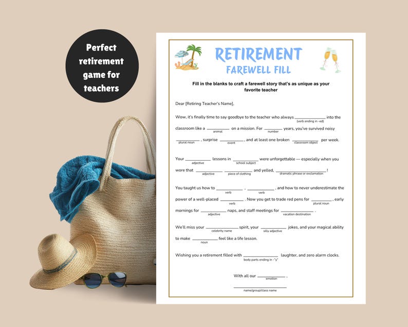 Teacher Retirement Party Game, Printable Retirement Teacher Farewell ...