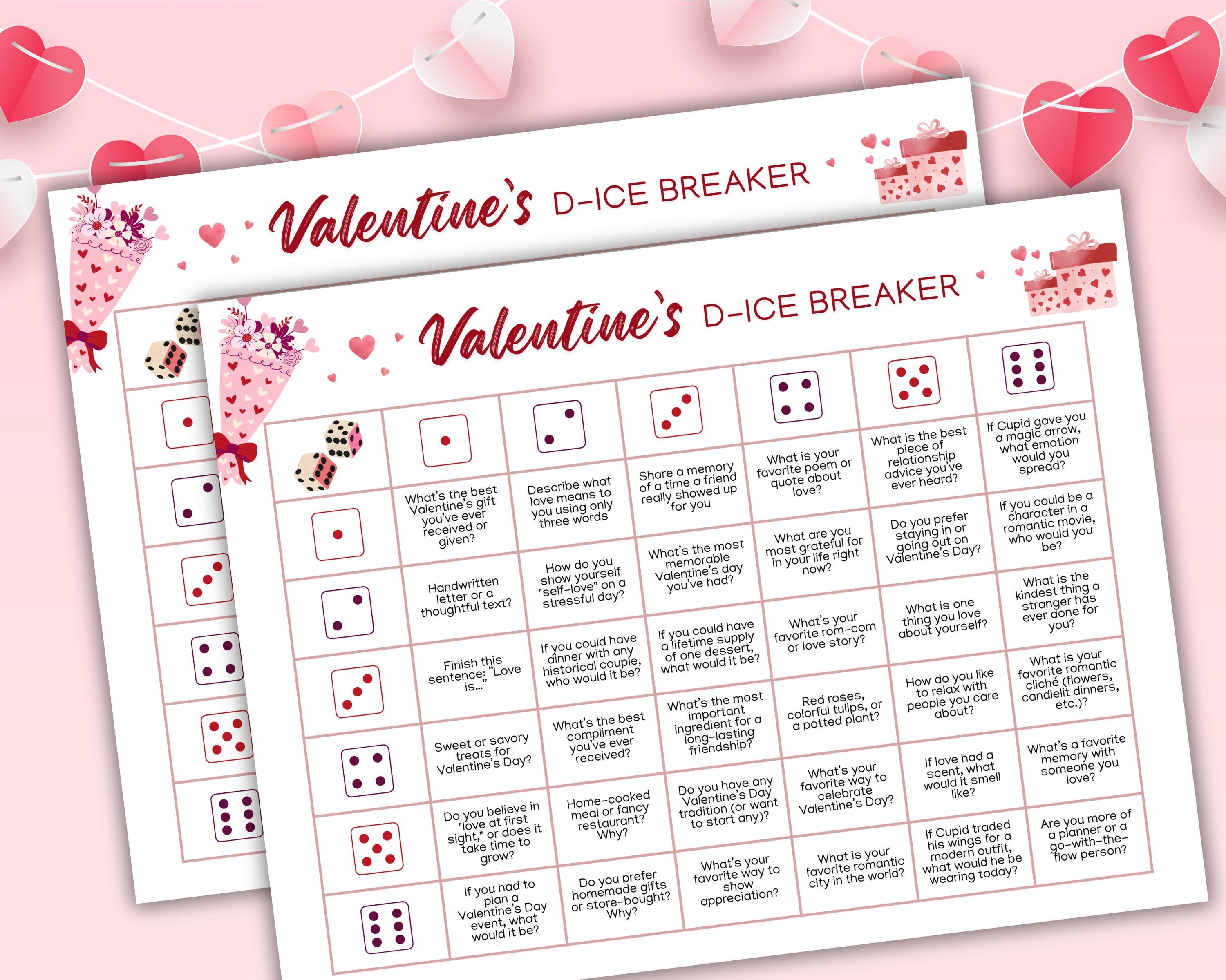 Valentine's Day Dice Game, Couples Ice Breaker Games, Last Minute Games ...