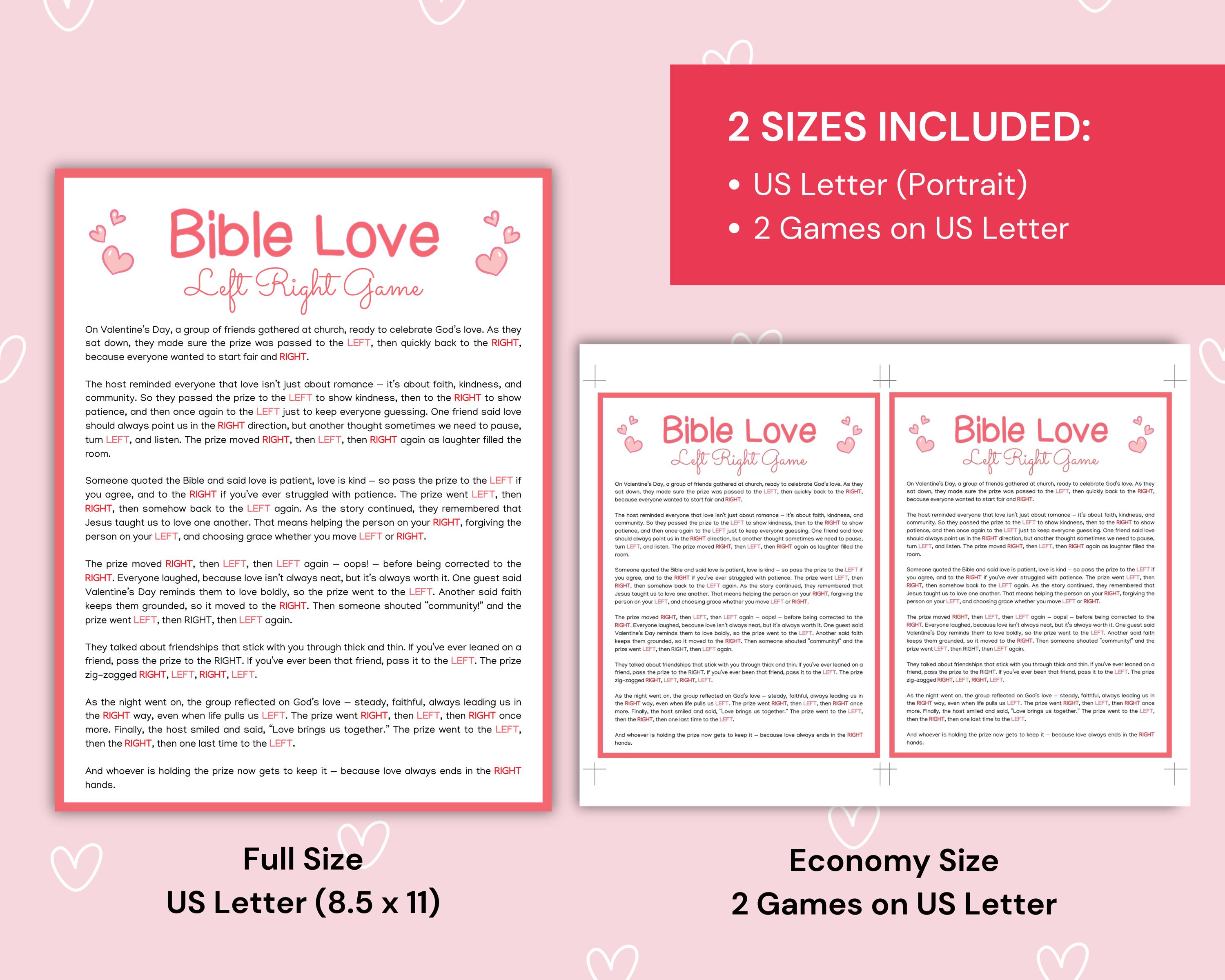 Gods Love Left Right Game, Valentines Pass the Present, Church Gift ...