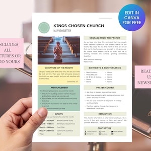 May Editable Church Newsletter Template, Canva Christian Newsletter ...