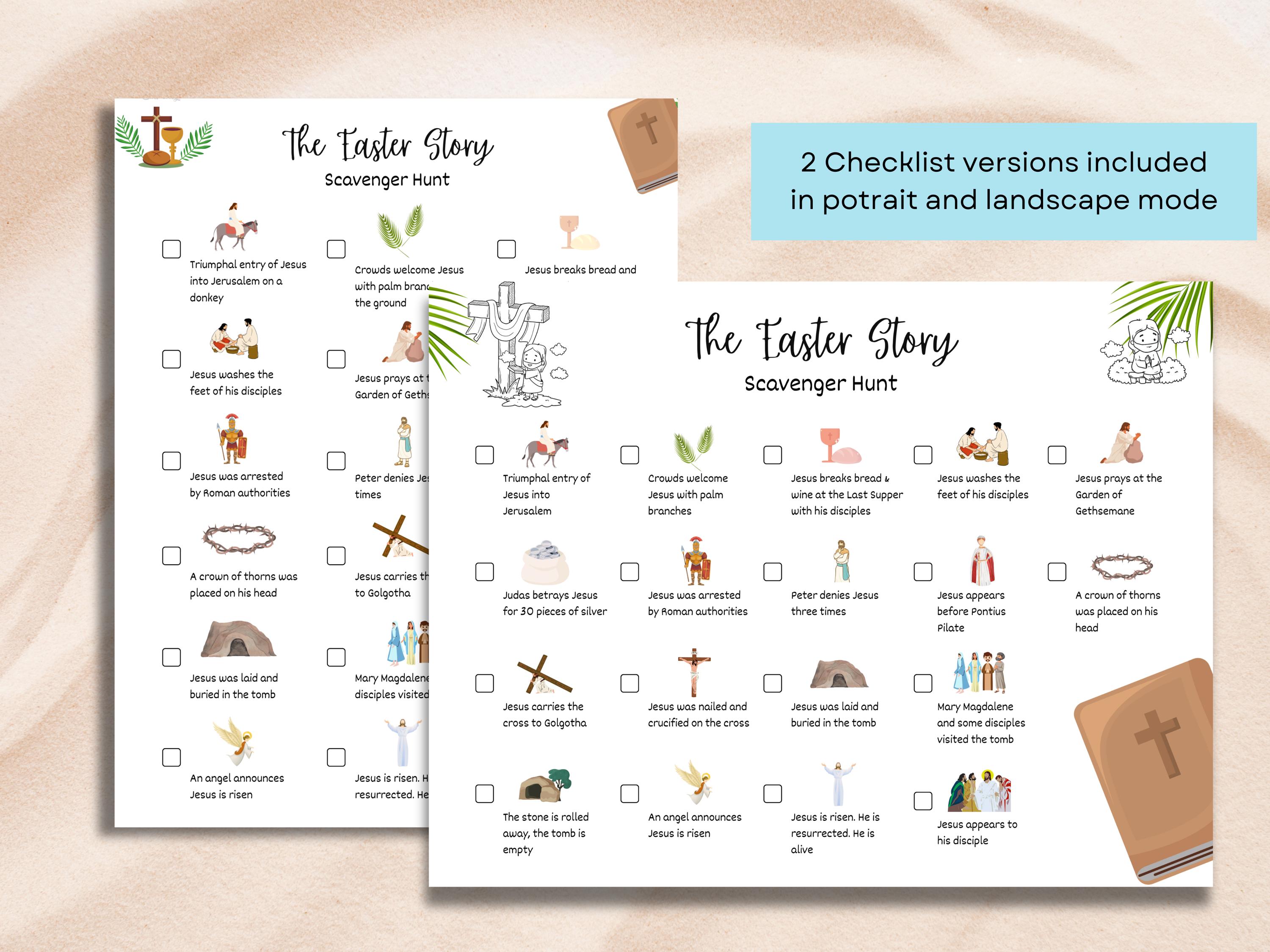 The Easter Story Scavenger Hunt, Christian Holy Week Easter Egg Hunt ...