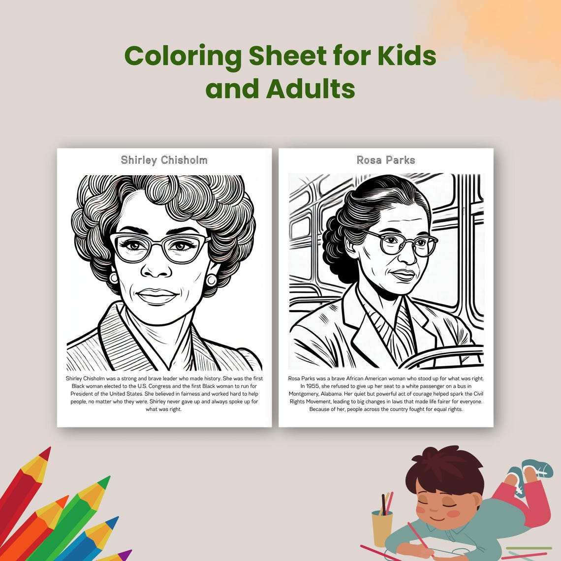 Black History Month Coloring Pages, 14 Educational Coloring Sheets ...