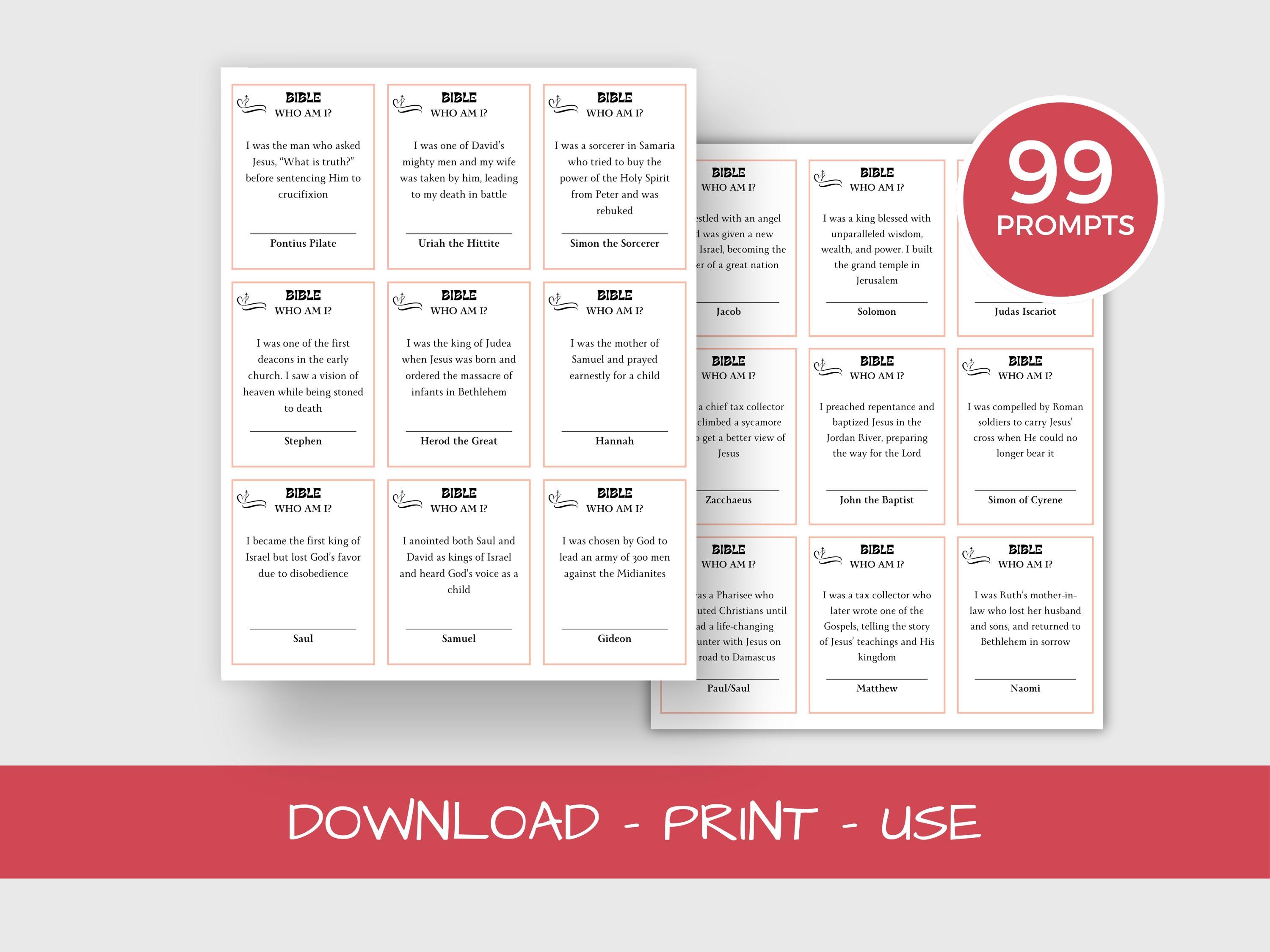 Who Am I? Bible Game – Printable Christian Trivia, Bible Characters ...