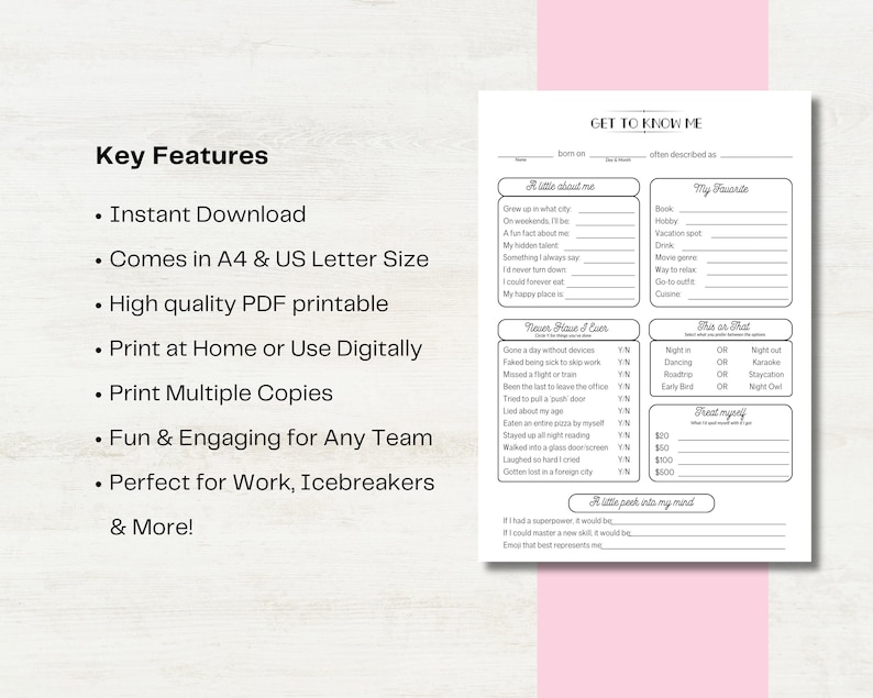 Get to Know Your Staff Questionnaire Printable, Instant Download Team ...