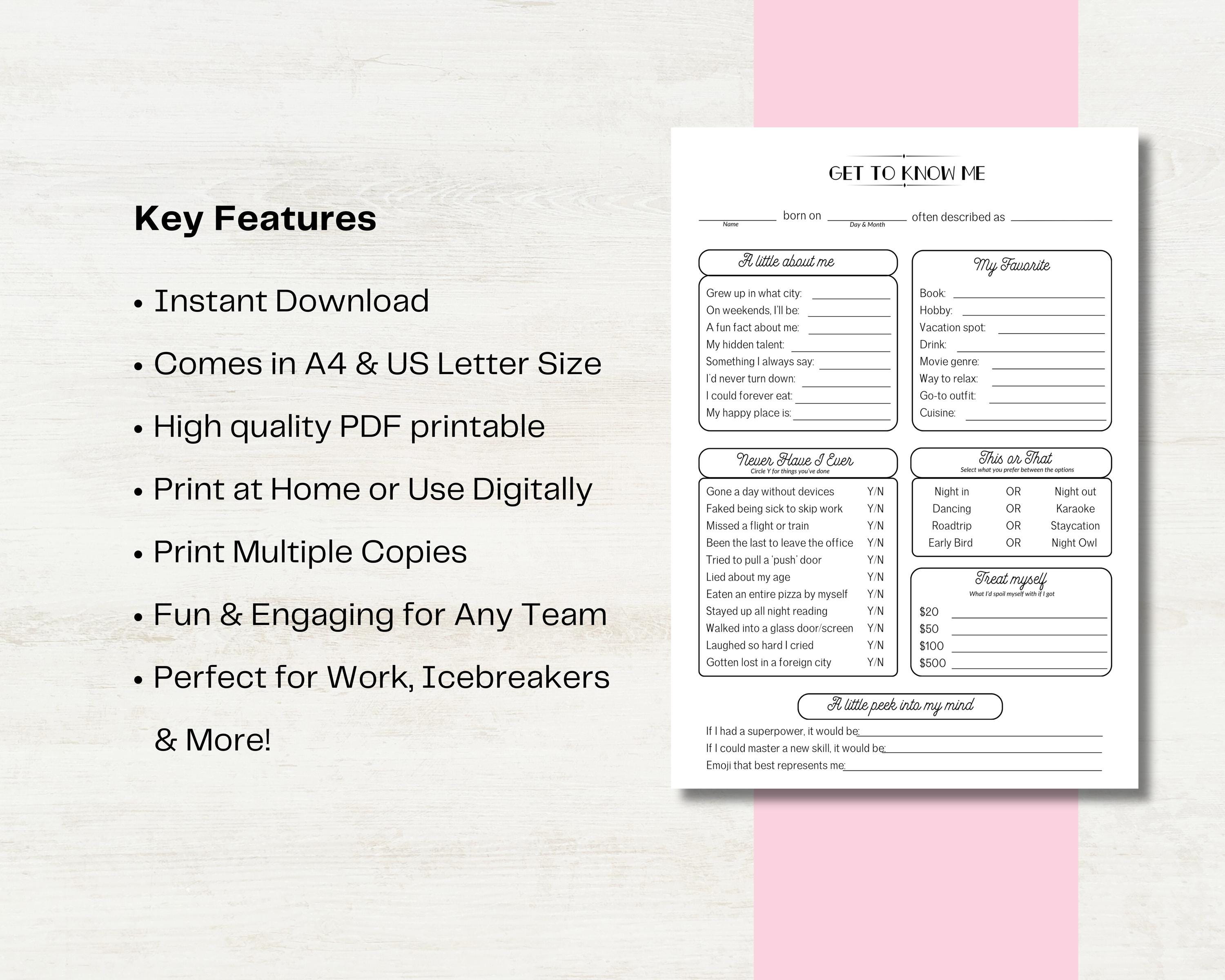 Get to Know Your Staff Questionnaire Printable, Instant Download Team ...