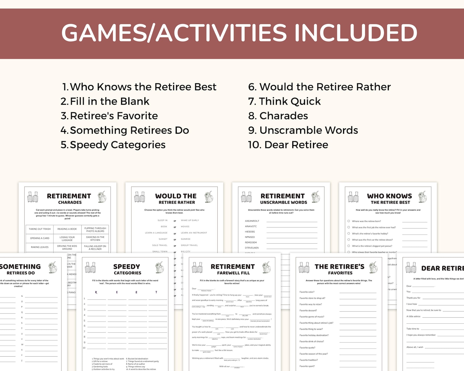 Retirement Party Games Printable, Work Retirement Party Icebreakers ...