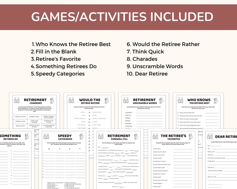 Retirement Party Games Printable, Work Retirement Party Icebreakers ...