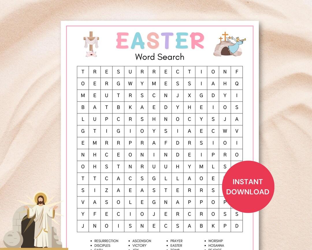 Christian Easter Word Search Puzzle, Holy Week Sunday School Activity ...