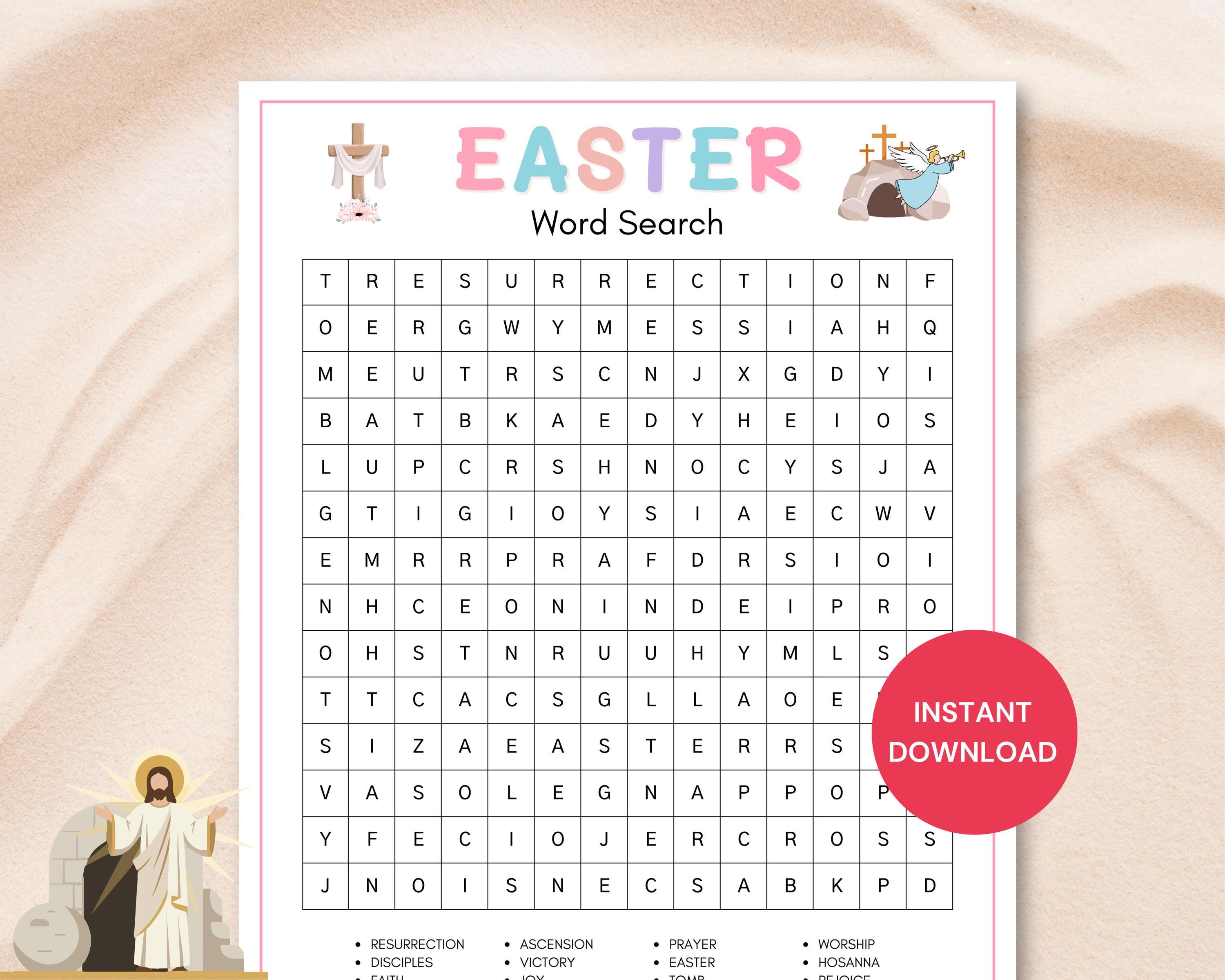 Christian Easter Word Search Puzzle, Holy Week Sunday School Activity ...