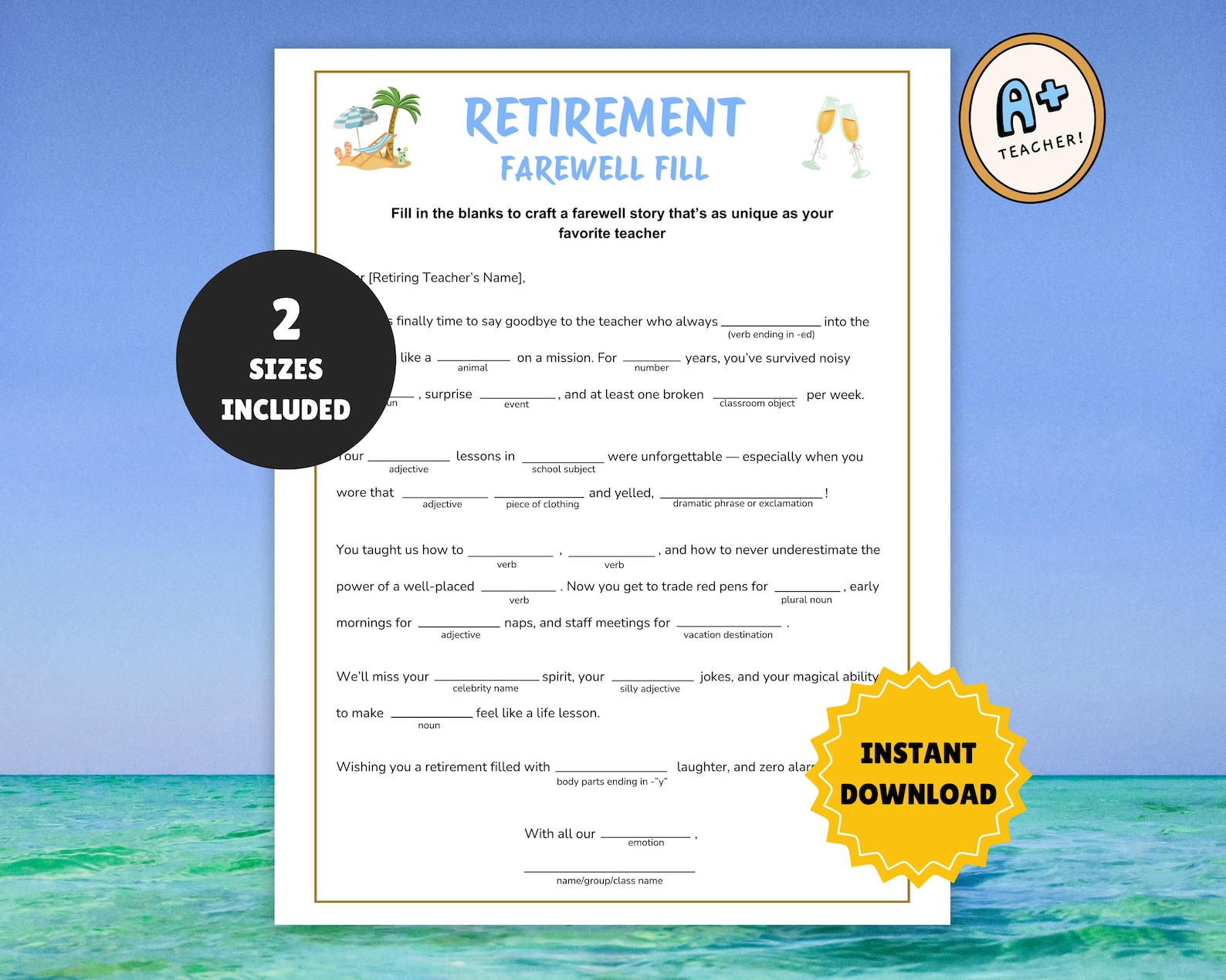 Teacher Retirement Party Game, Printable Retirement Teacher Farewell ...