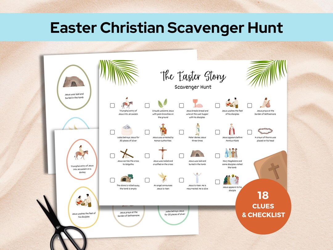 The Easter Story Scavenger Hunt, Christian Holy Week Easter Egg Hunt ...