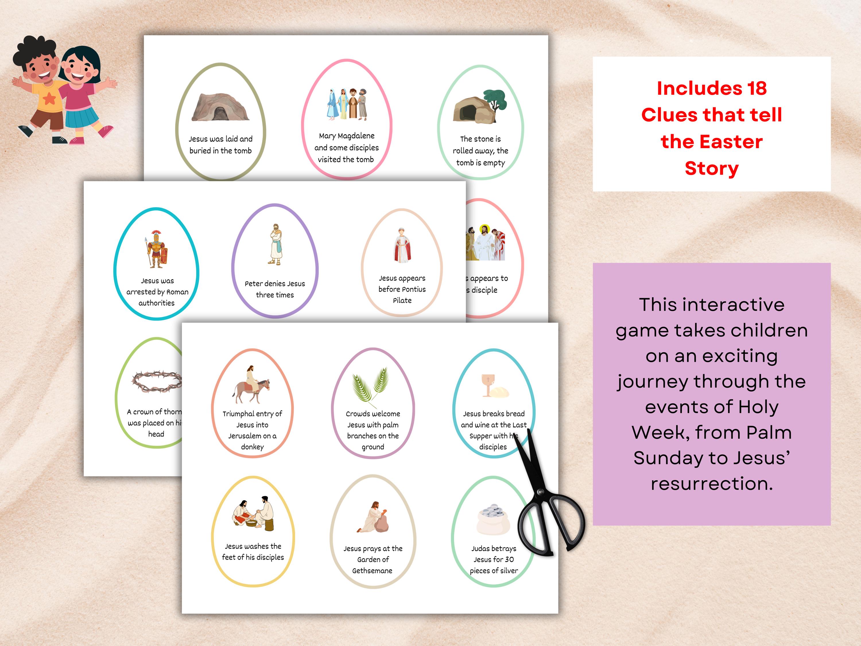 The Easter Story Scavenger Hunt, Christian Holy Week Easter Egg Hunt ...