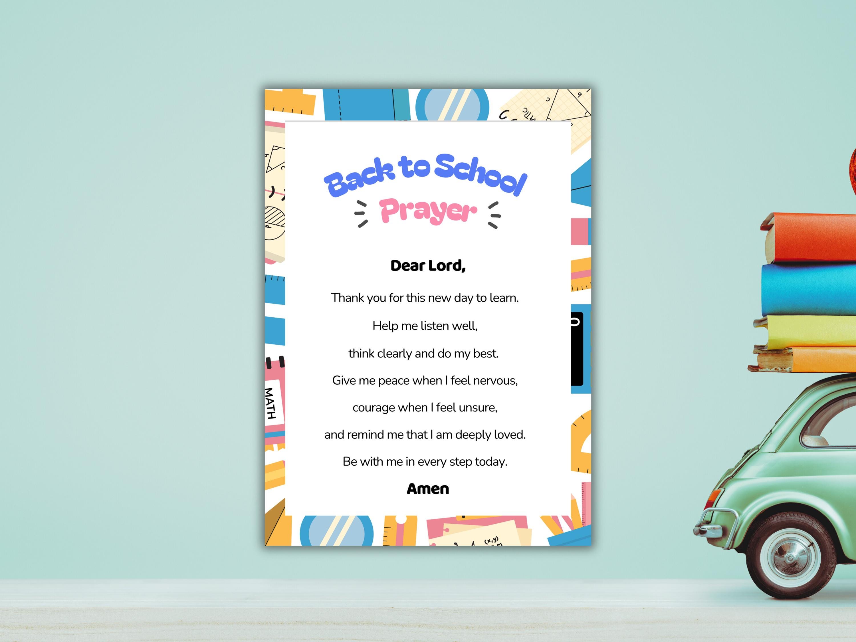 First Day of School Prayer Tag, Back to School Prayer Printable Gift ...