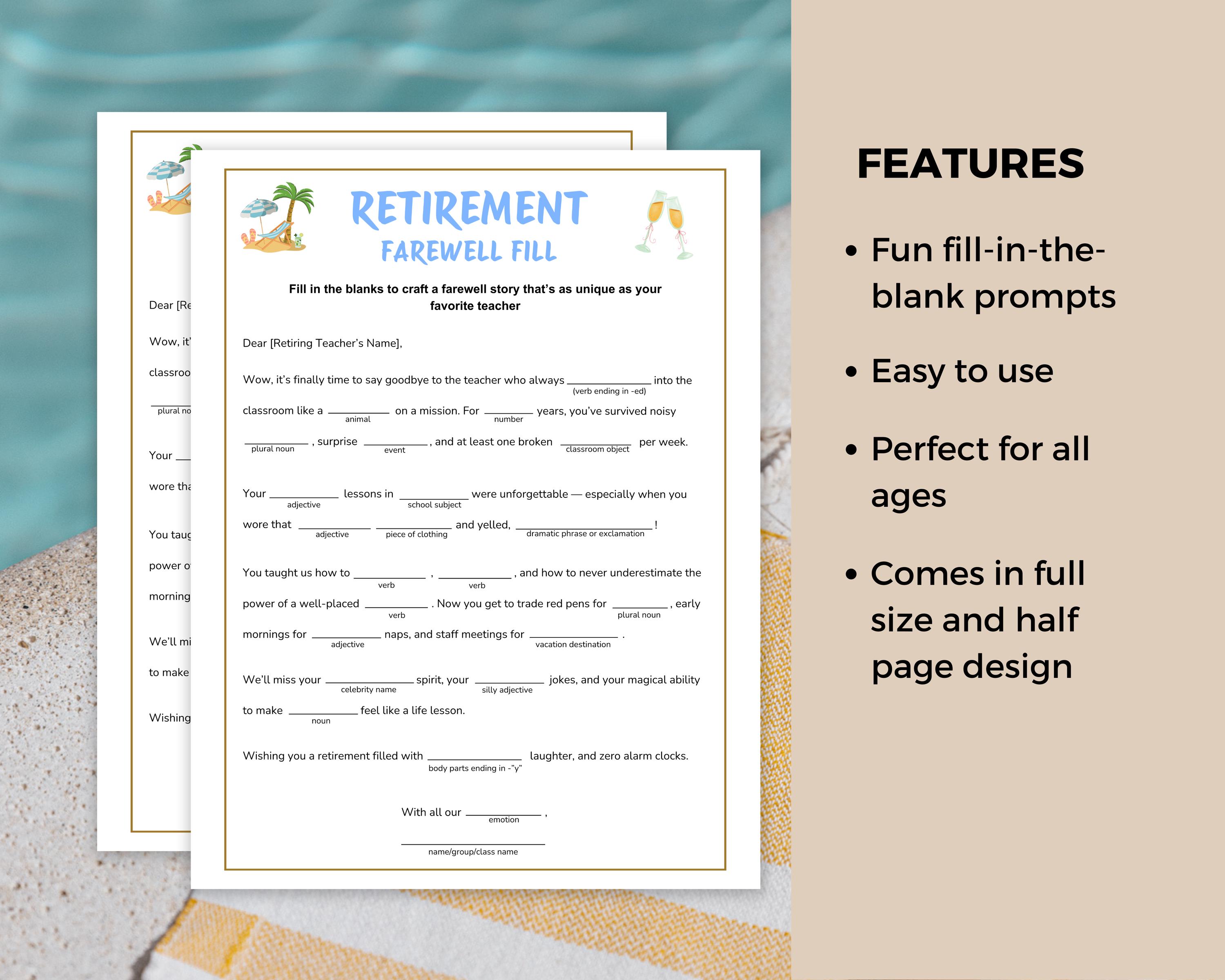 Teacher Retirement Party Game, Printable Retirement Teacher Farewell ...
