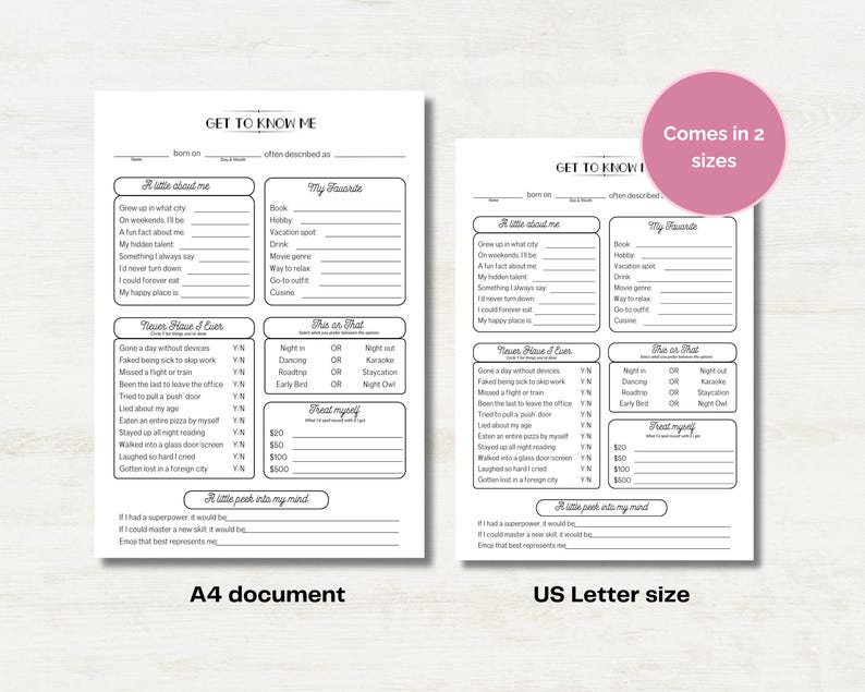Get to Know Your Staff Questionnaire Printable, Instant Download Team ...