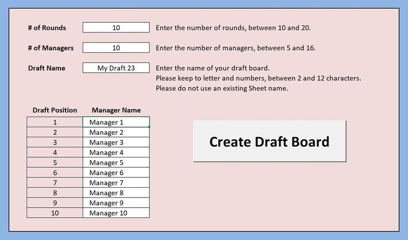 Fantasy Football Digital Draft Board 2024 - Etsy