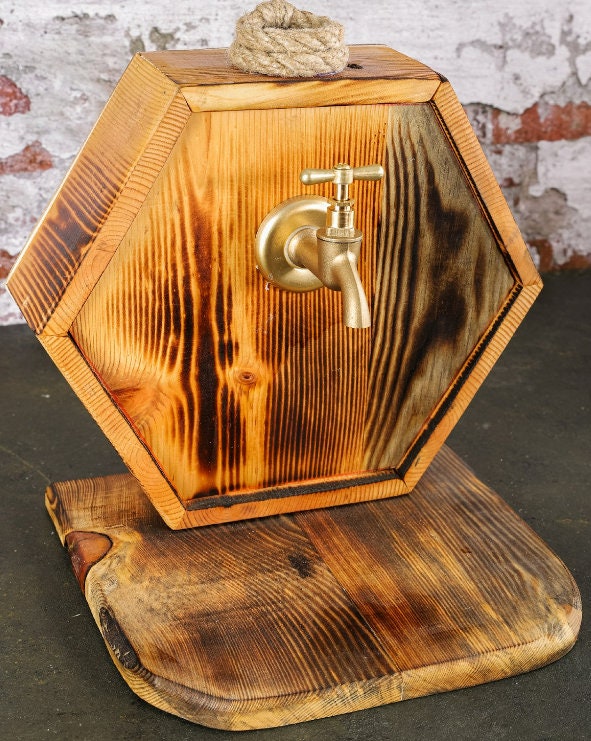 Handmade Wooden Natural Drinks Dispenser Stand Elegance and ...