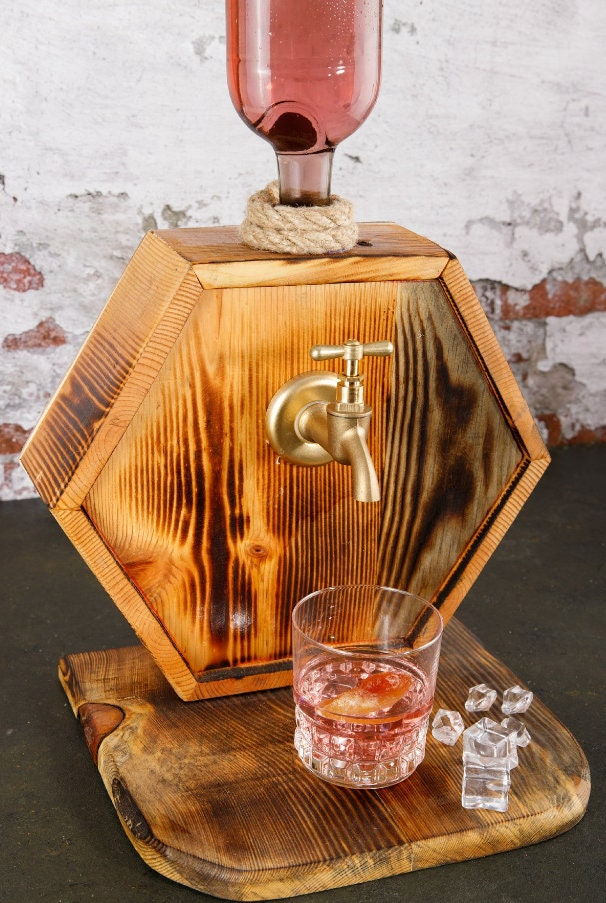 Handmade Wooden Natural Drinks Dispenser Stand Elegance and ...