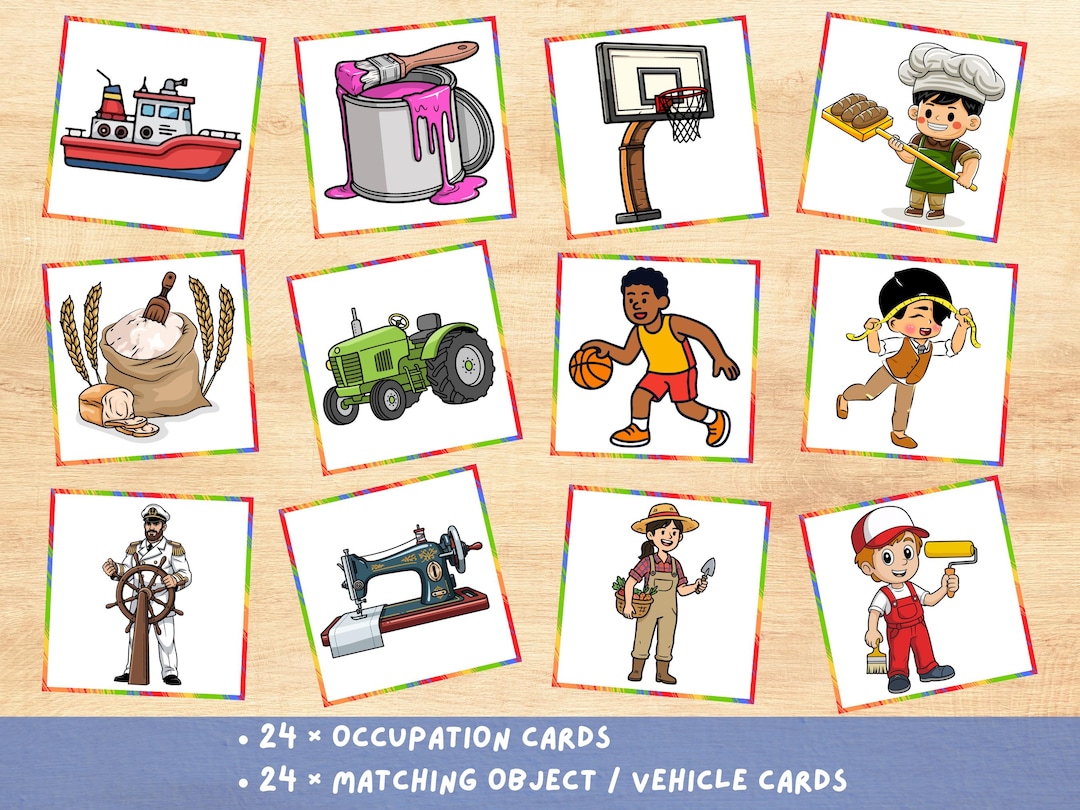 Preschool Jobs Matching Game Printable Classroom Activity Toddler ...