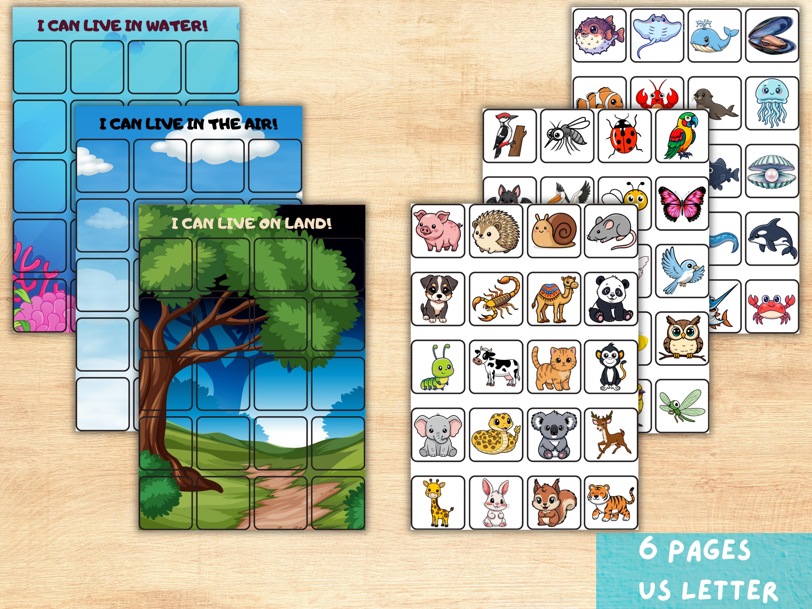 Animal Habitat Sorting Game Printable Preschool Learning Activity Kids ...
