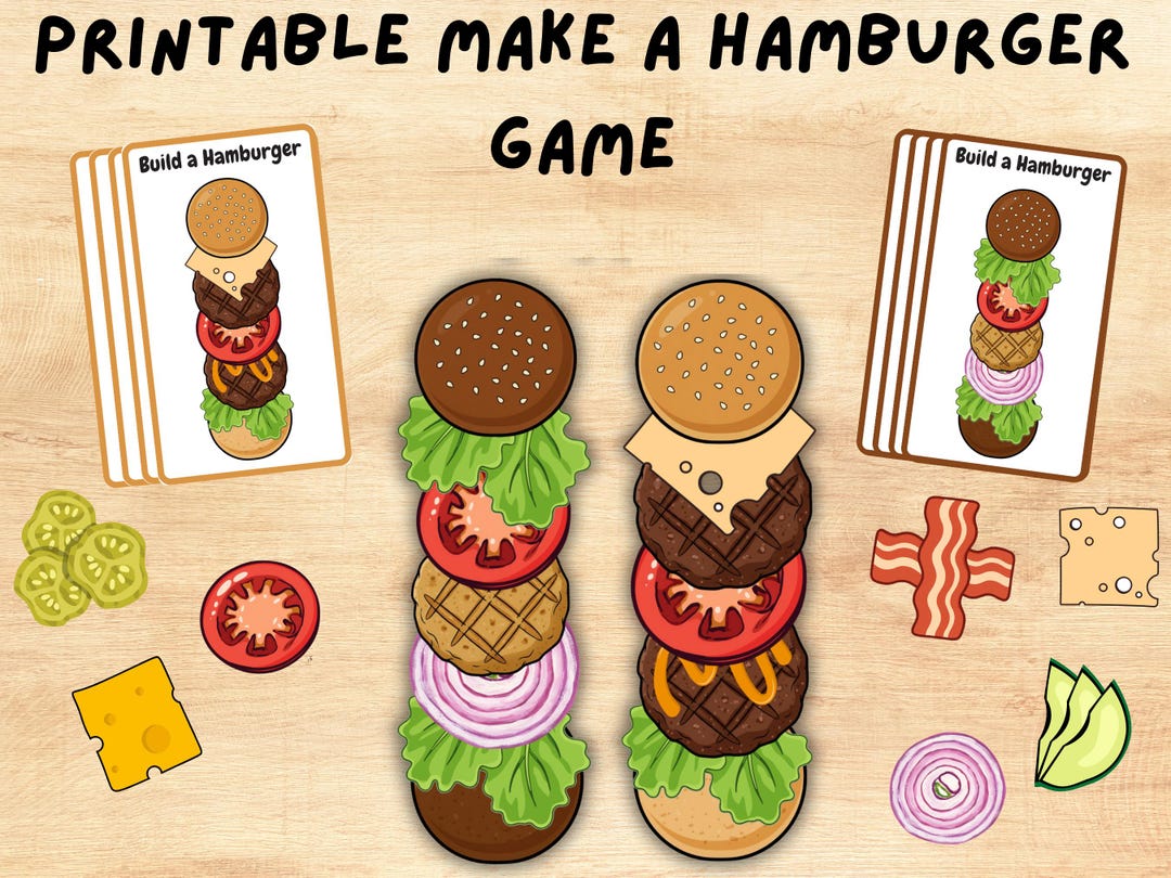 Printable Hamburger Game for Kids Build a Burger - Etsy