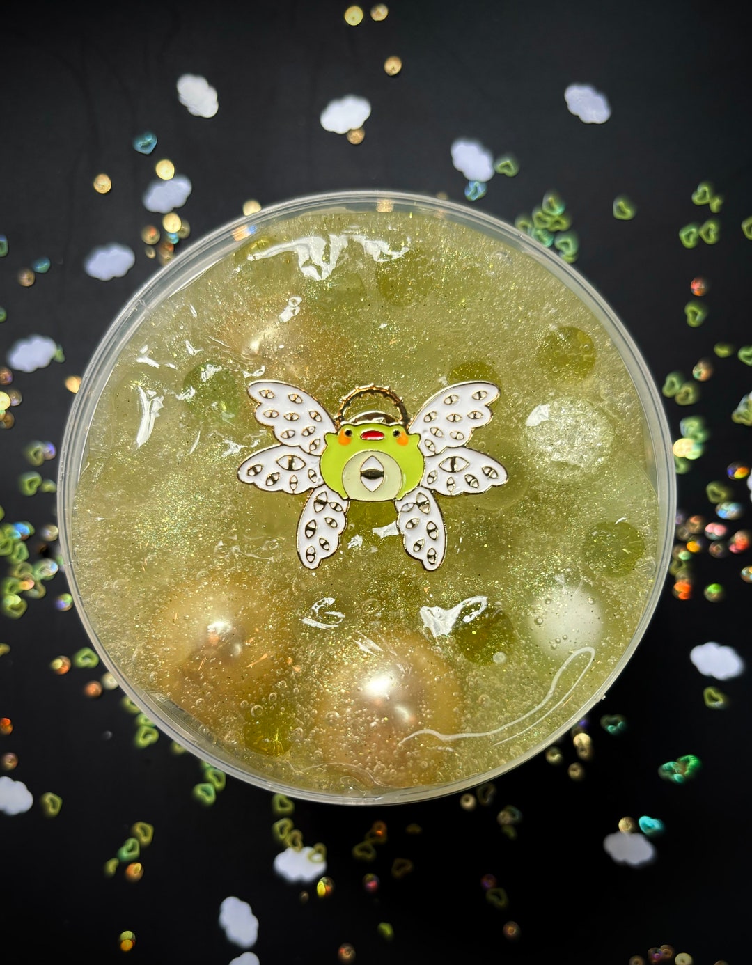 Angel of Frog Clear Slime W/ Frog Spawn, Bubble, Crackle, Glow in the ...