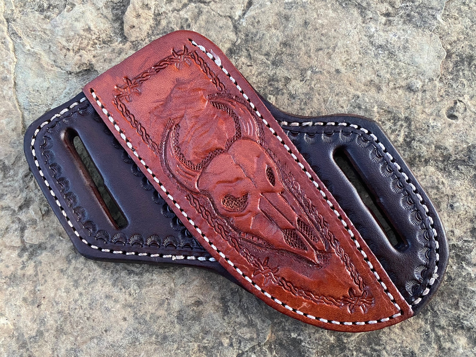 Hand Tooled Leather Knife Sheath, Cross Draw Leather Knife Sheath ...
