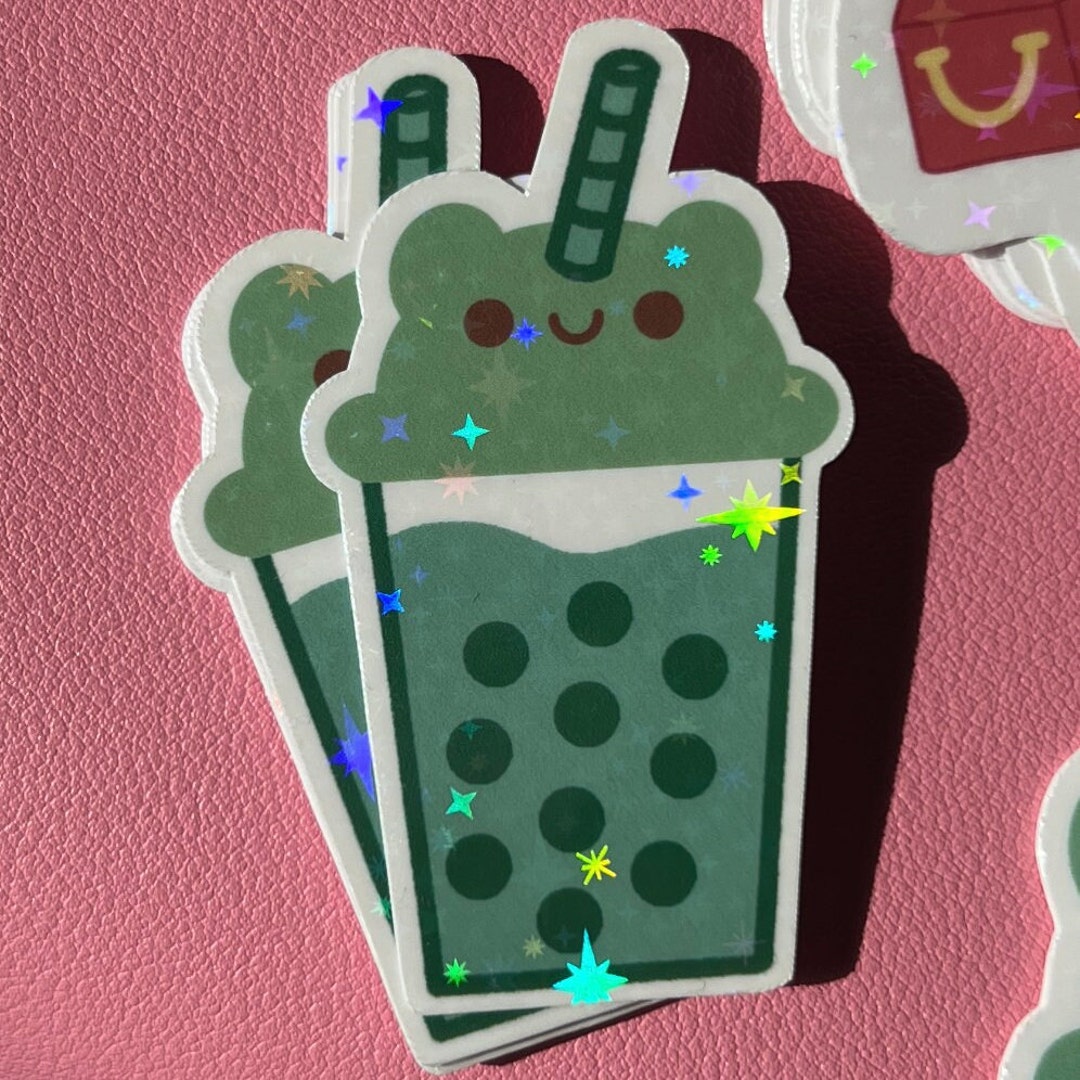 Sparkly Boba Frog Sticker - Etsy
