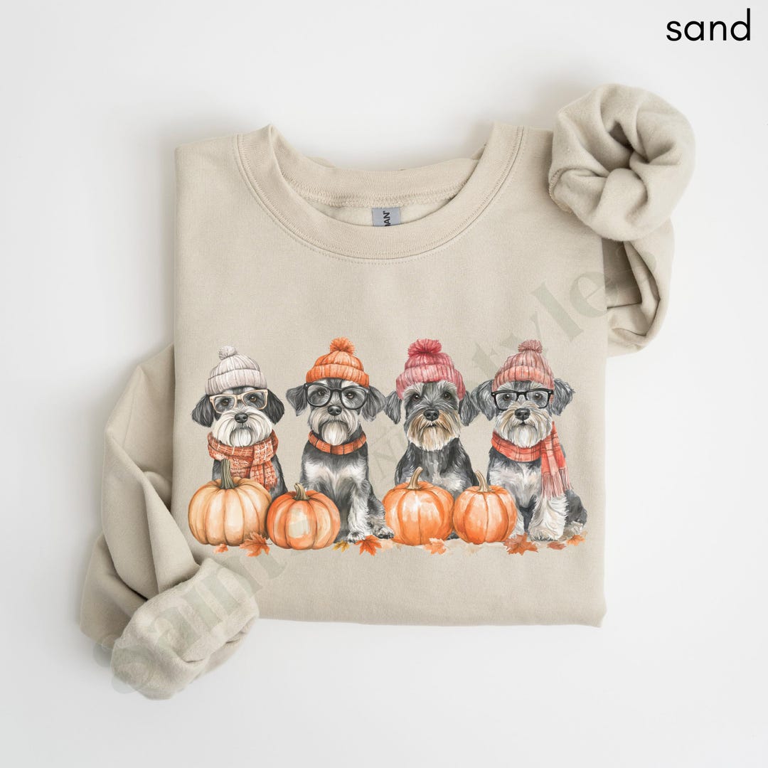 Schnauzer Fall Crewneck Sweatshirt, Miniature Schnauzer Mom Dad Shirt ...