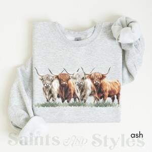 Highland Cow Sweatshirt, Funny Cow Crewneck, Highlander Cow Sweater ...