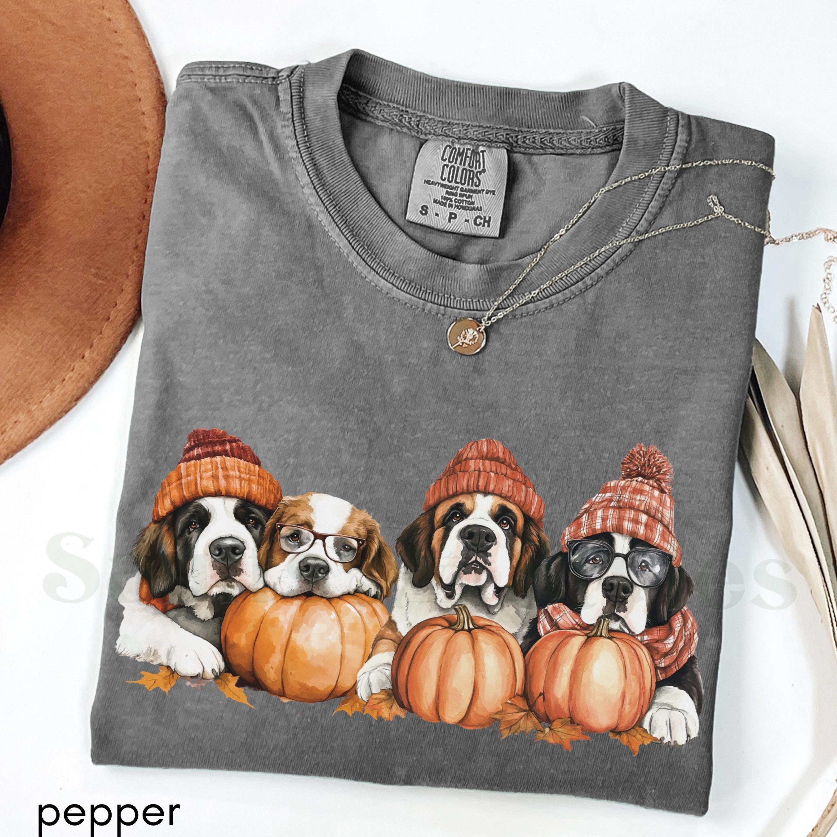 St. Bernard Dog Fall Tee, Saint Bernard Mom Dad Crewneck Tshirt St ...