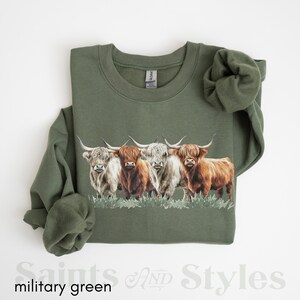 Highland Cow Sweatshirt, Funny Cow Crewneck, Highlander Cow Sweater ...