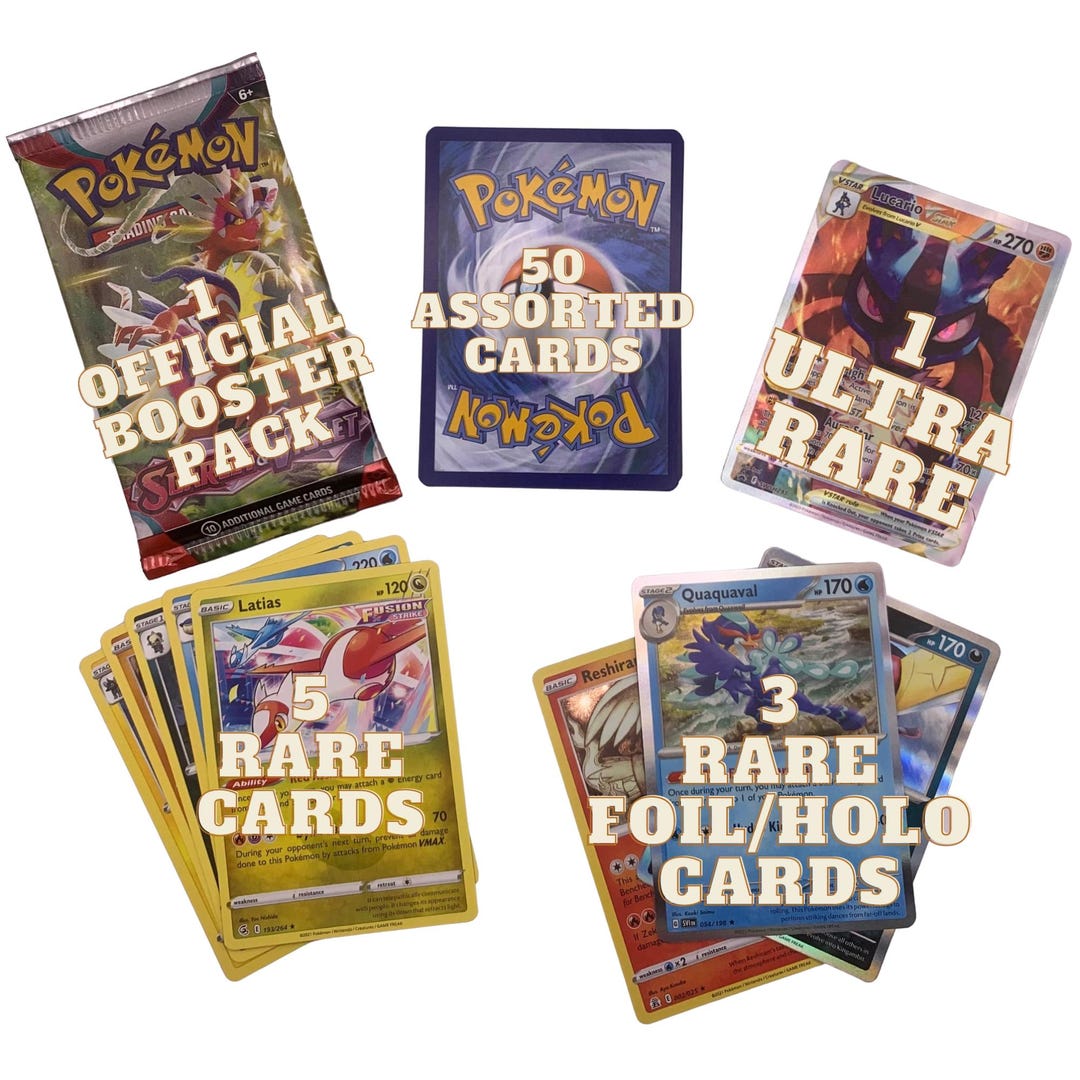 Ultra Rare Bundle 50 Cards, 5 Rare Cards, 3 Foil Cards, 1 Ultra Rare ...