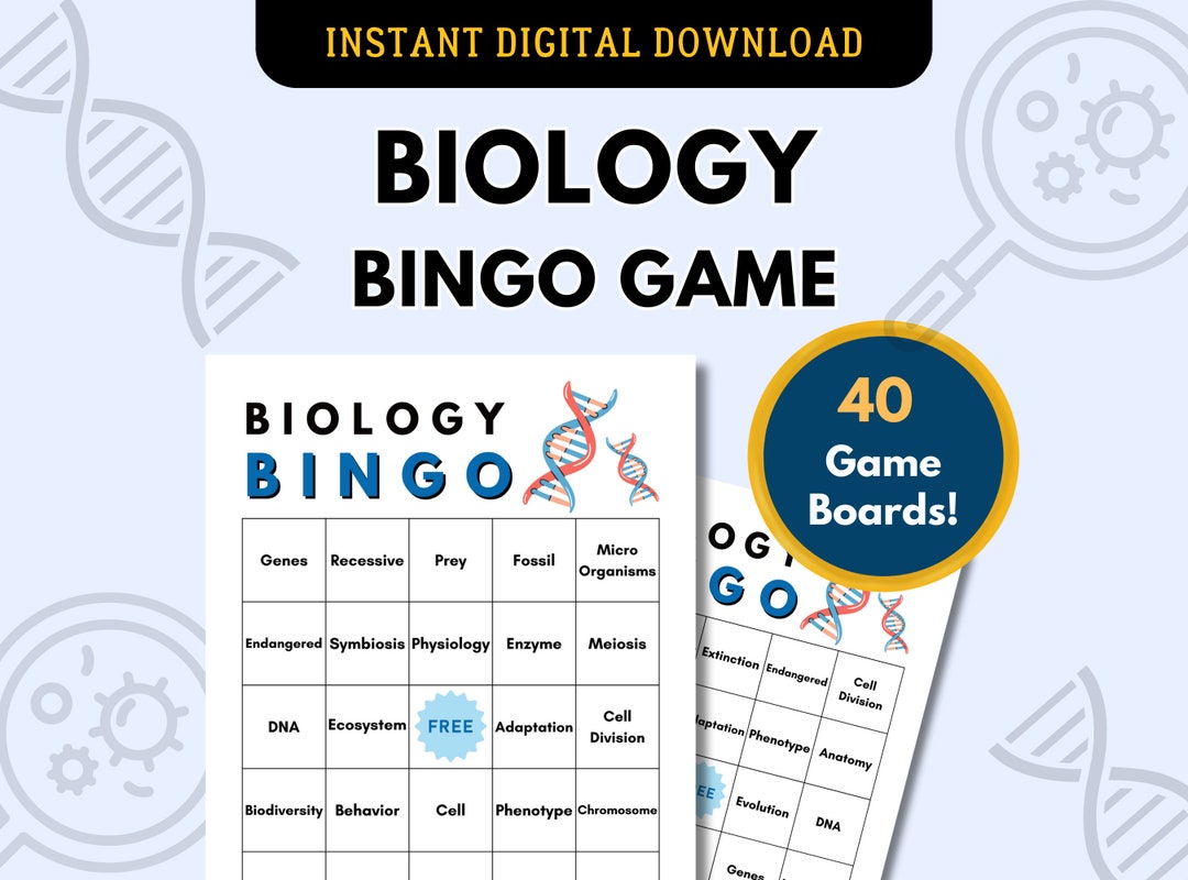 Biology Bingo Game Kit, Science Education, 40 Game Cards, Classroom ...