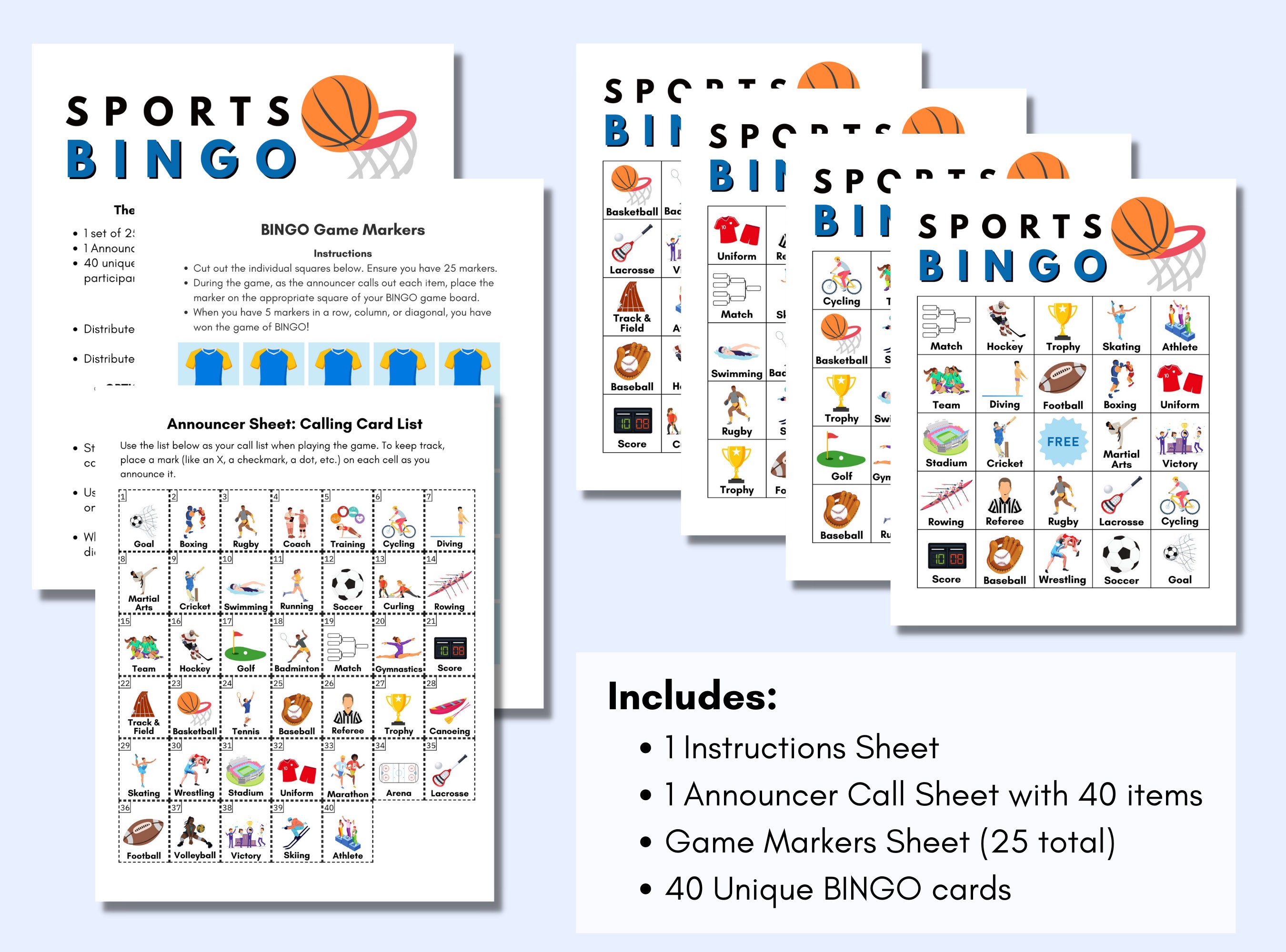 Sports Bingo Game Kit, Physical Education, Sports Game, Classroom ...