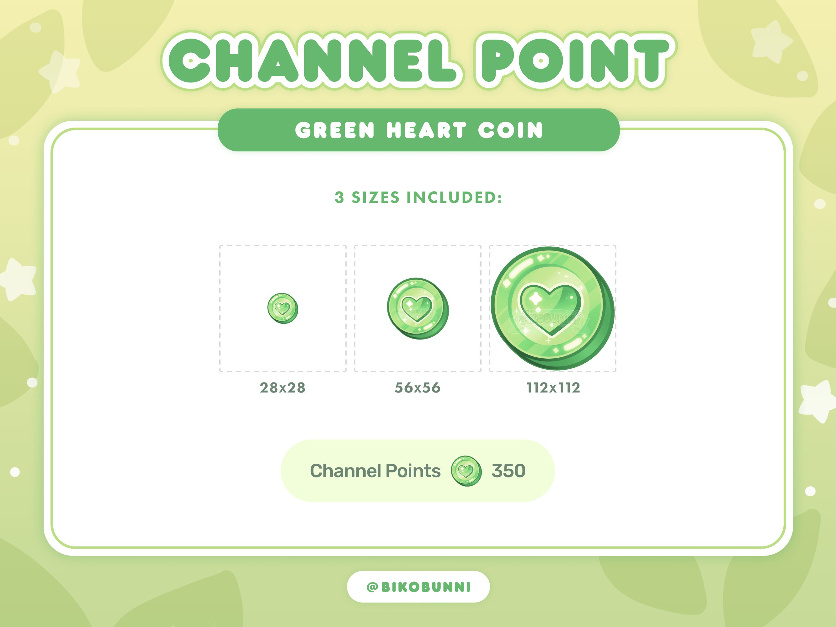 Green Heart Coin Channel Points for Twitch / Cute Emotes / Celestial ...