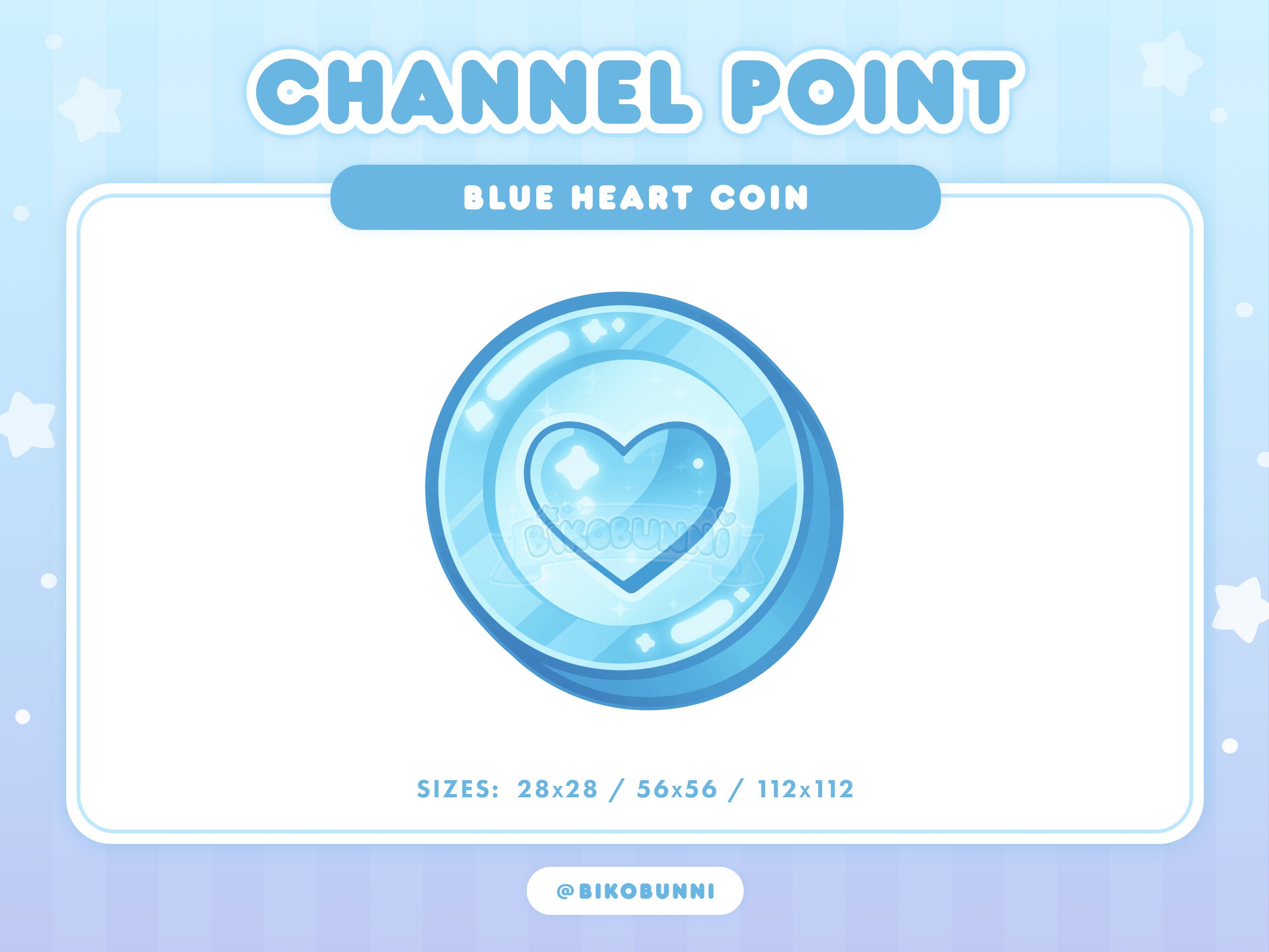 Blue Heart Coin Channel Points for Twitch / Cute Emotes / Celestial ...