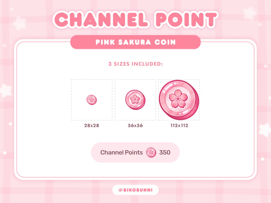 Pink Sakura Coin Channel Points for Twitch / Kawaii Emotes / Cherry ...
