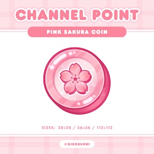 Pink Sakura Coin Channel Points for Twitch / Kawaii Emotes / Cherry ...