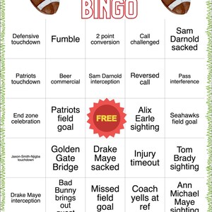 Big Game Football Bingo 2026, 20 Card Set (digital File) - Etsy