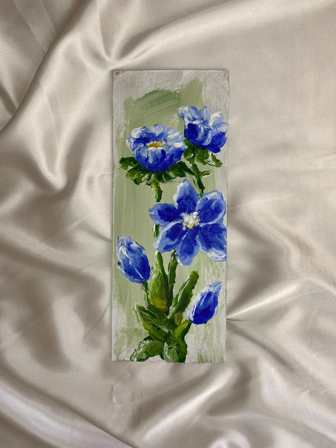 Blue Flower Oil Painting Original Flower Oil Painting Spring Blue ...