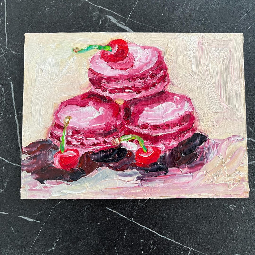 Macarons Oil Painting – Cozy Dessert Kitchen Wall Art, 6x8 In - Etsy