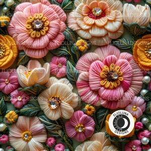 Floral Pattern Digital Paper 3D Spring Floral Pattern Seamless Digital ...