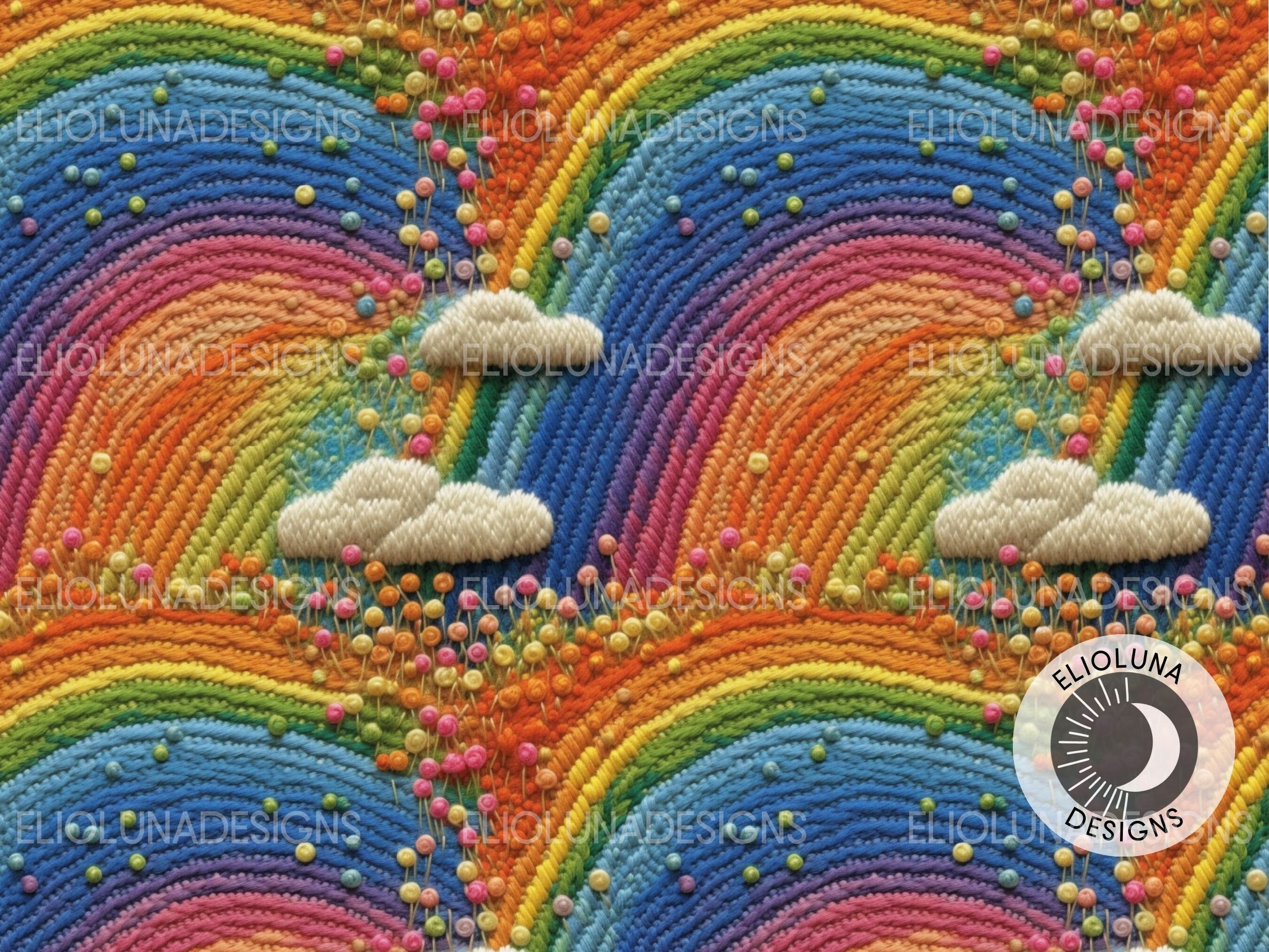 Whimsical 3D Wool Seamless Digital Design Rainbow Repeating Pattern 3D ...