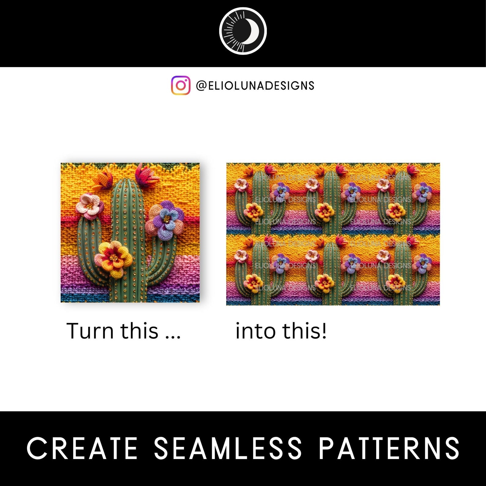 Cactus Floral Pattern Digital Paper Embroidered Western Pattern ...