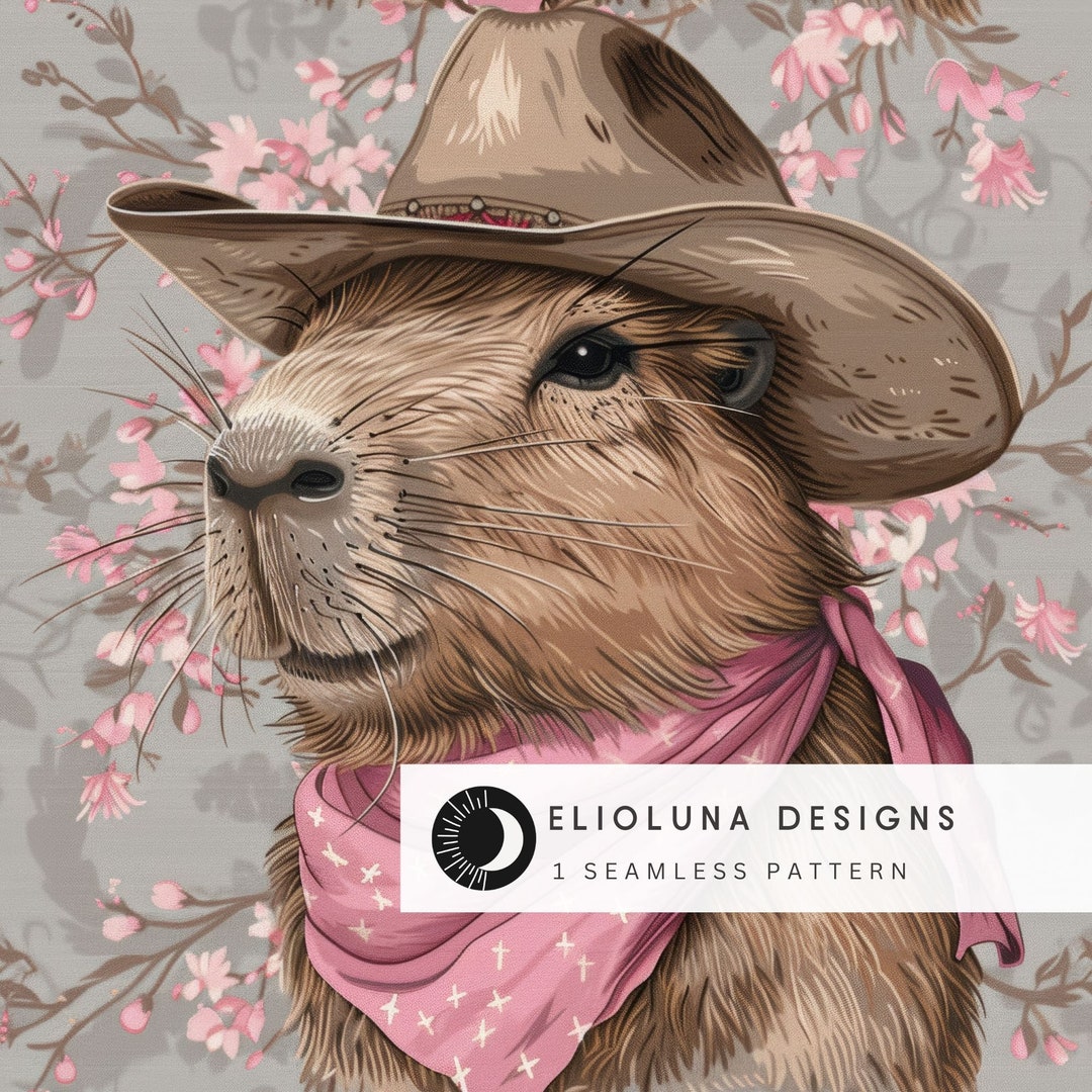 Western Capybara Seamless Pattern Capybara Digital Paper Cute Capybara ...