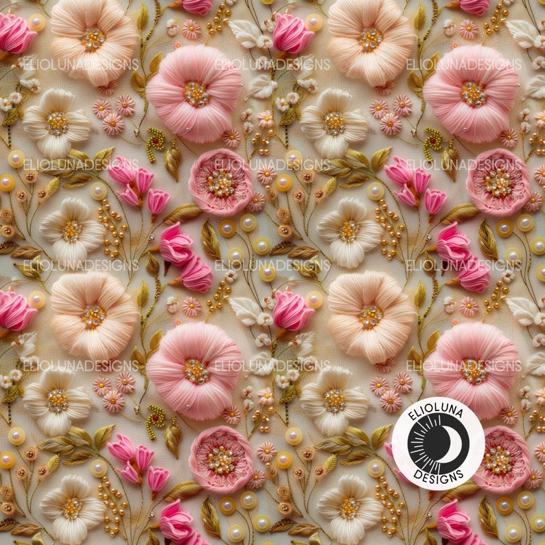 Floral Pattern Digital Paper 3D Spring Floral Pattern Seamless Digital ...